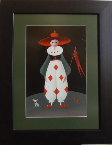BOŻENA DUDA / OBRAZ/ PAJAC Z PIESKIEM Galeria Bellotto